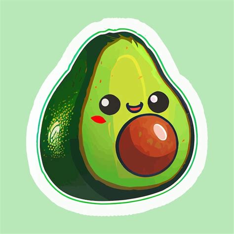 Premium Vector Cute Avocado Fruit Sticker Colorful Illustrartion