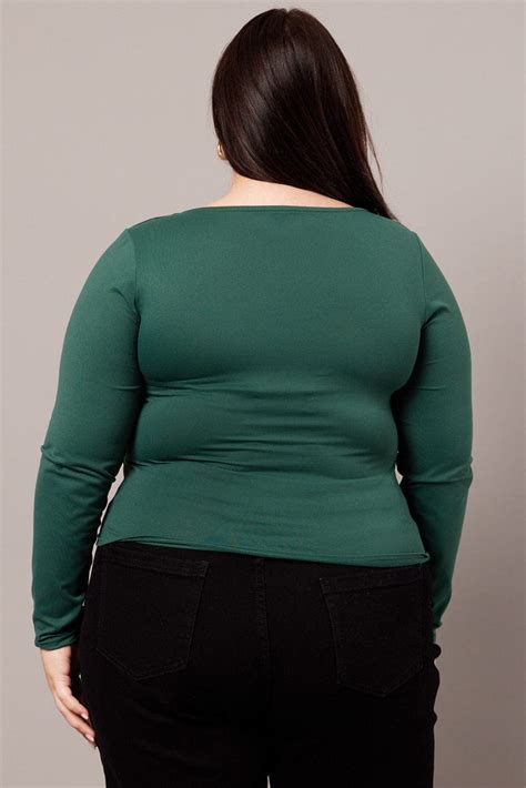Green Supersoft Top Long Sleeve Scoop Neck Longline You And All