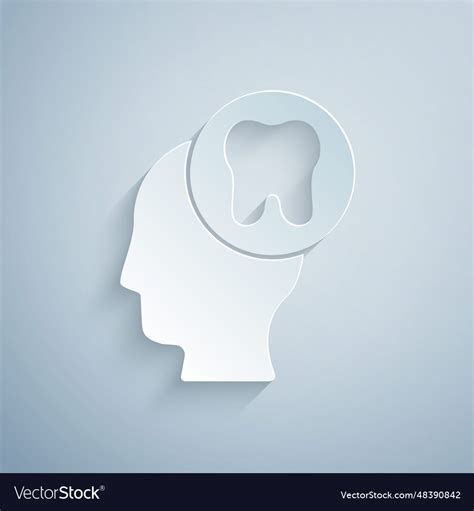 Paper Cut Human Head With Tooth Icon Isolated On Vector Image
