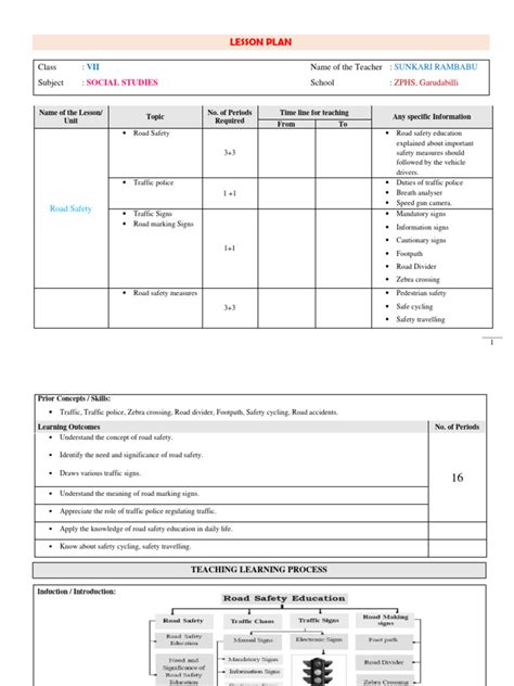96620 Lesson Plan 7th Ss Road Safety Pdf Traffic Traffic Collision