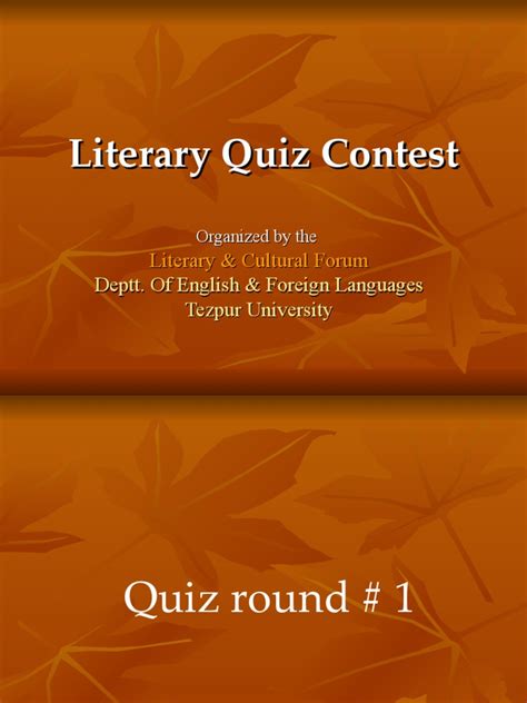 Literary Quiz By Tezpur University Pdf Poetry