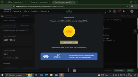 Modugu Prasanna On Linkedin Gfg160 Coding Problemsolving Algorithms Learningjourney