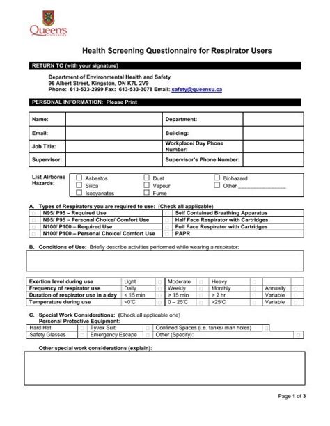 Respiratory Assessment Form