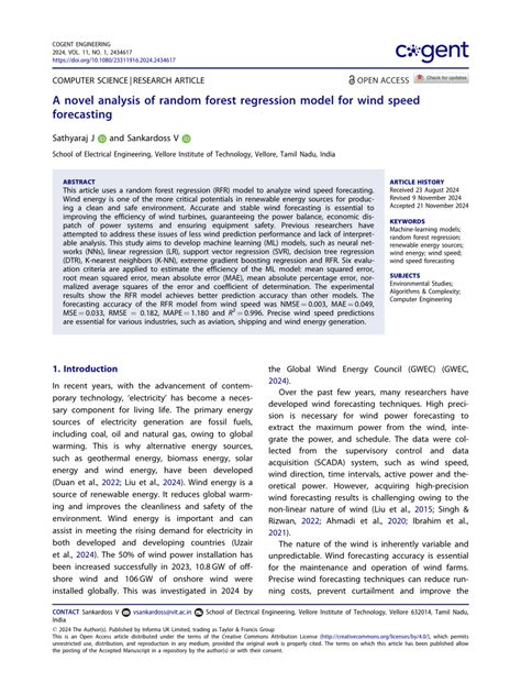 Pdf A Novel Analysis Of Random Forest Regression Model For Wind Speed Forecasting