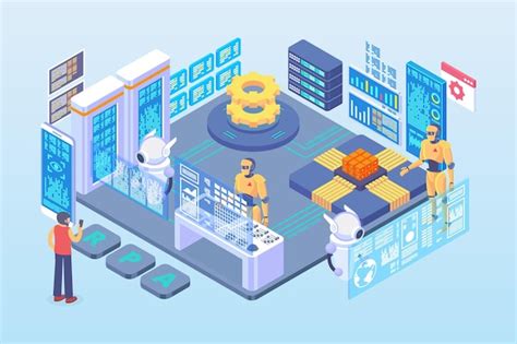 Premium Vector Isometric Robotic Process Automation Vector Concept