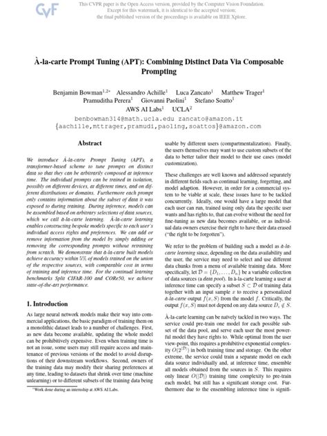 Bowman A La Carte Prompt Tuning Apt Combining Distinct Data Via
