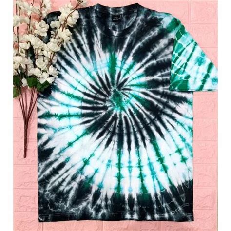 Round Green And Black Tie Dye Tshirt Fabric Half Sleeves Printed At Rs