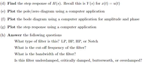 Solved Consider The Following Transfer Function Chegg