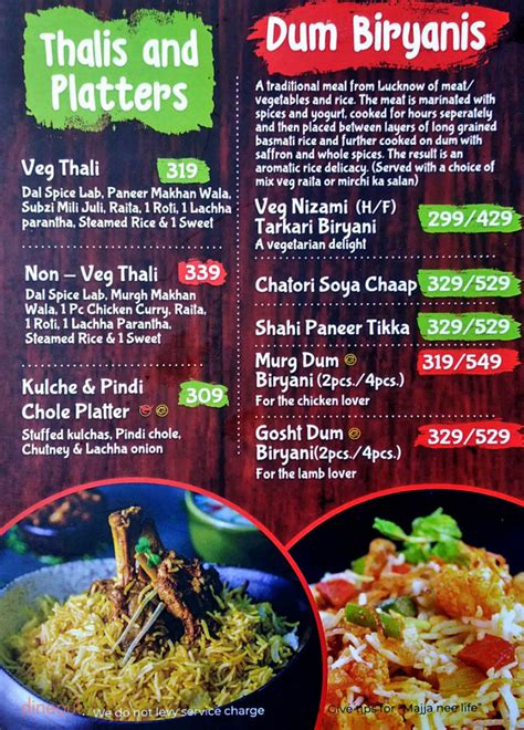 Menu Of The Spice Lab Sector 50 Gurgaon Dineout