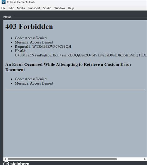 403 Forbidden Error Cubase 13 Trial 2 By Steve Cubase Steinberg