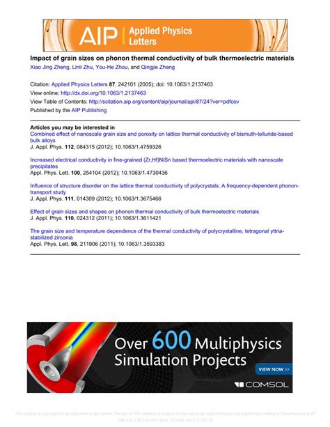 Pdf Impact Of Grain Sizes On Phonon Thermal Conductivity Of Bulk