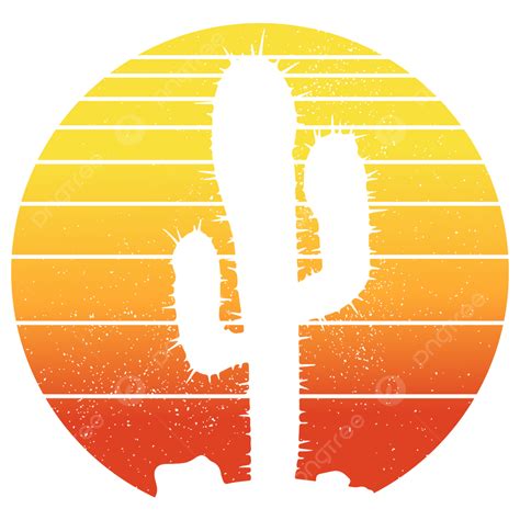 Vintage Retro Cactus Sunset Background Graphics Vintage Retro Cactus