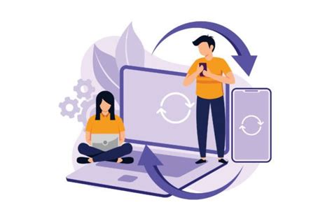 Cross Device Syncing Illustration Graphic By Alwichabib · Creative Fabrica