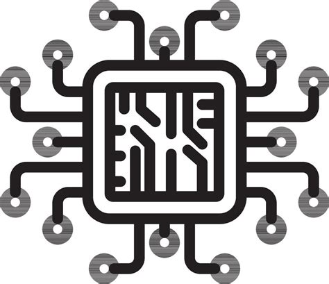 Black Line Art Illustration Of Microchip Icon Vector Art At