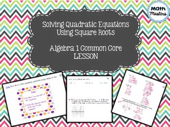 Solving Quadratic Equations Using Square Roots By Math Masters TPT