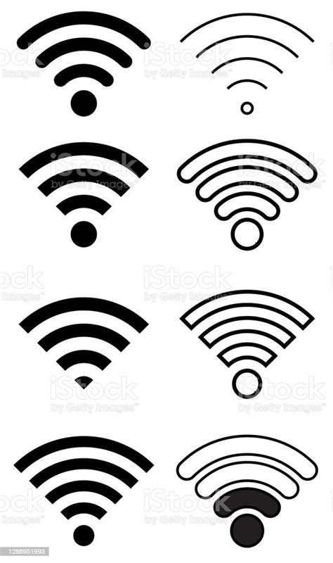 一組 Wifi 圖示隔離在白色背景上向量圖形及更多互聯網圖片 互聯網 可移動性 商標 Istock