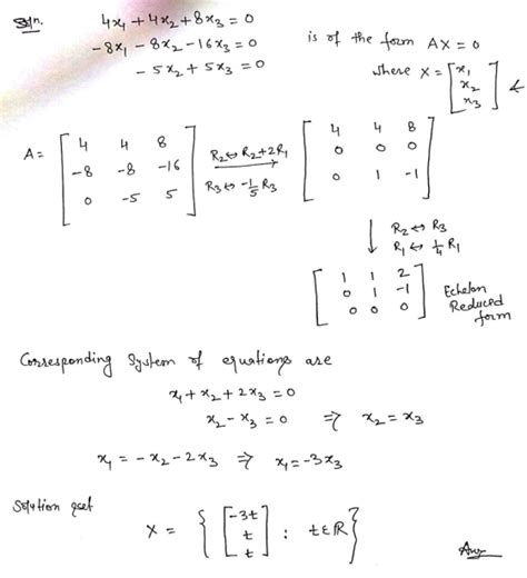 Write The Solution Set Of The Given Homogeneous System In Parametric