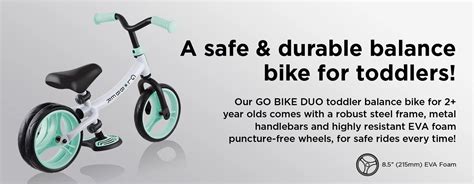 Globber - Go Bike Duo - Balance Bike For Toddlers 2+ (White/Pastel Pink ...