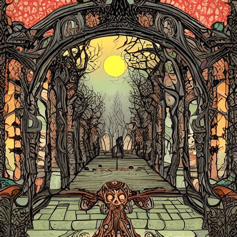 Art Nouveau Psychedelic Zombie Graphic · Creative Fabrica