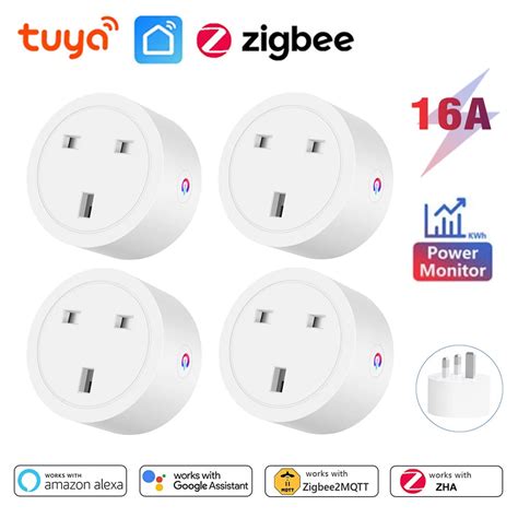 Tuya Zigbee Smart Socket 16a Uk Plug With Power Monitor Smart Outlet W