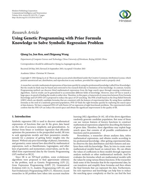 PDF Using Genetic Programming With Prior Formula Knowledge To Solve