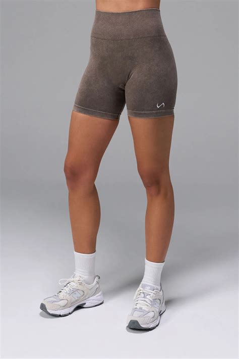 Brown Cosmic Seamless Scrunch Butt Shorts With Booty Shaping Ruching
