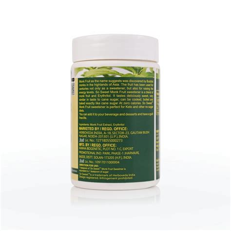 Monk Fruit Sweetener 100 Natural Zero Calorie Sugar Substitute So Sweet
