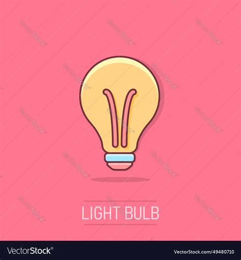 Cartoon Halogen Lightbulb Icon In Comic Style Vector Image
