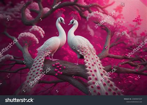 3d Illustration Two White Peacock Sitting Stock Illustration 2345557237 Shutterstock