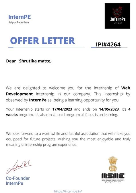 Shrutika Matte On Linkedin Connections Internship Internpe
