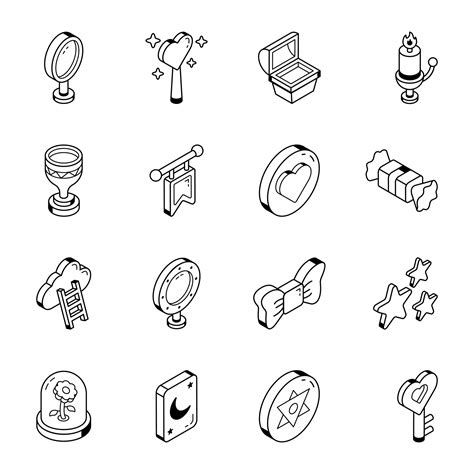 Set Of Fairy Isometric Icons Vector Art At Vecteezy