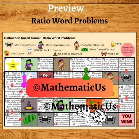 Ratio Word Problems Halloween Maths Board Dice Game By Mathematicus