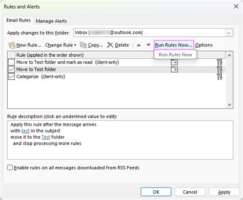 How To Run Outlook Rule On Specific Folder