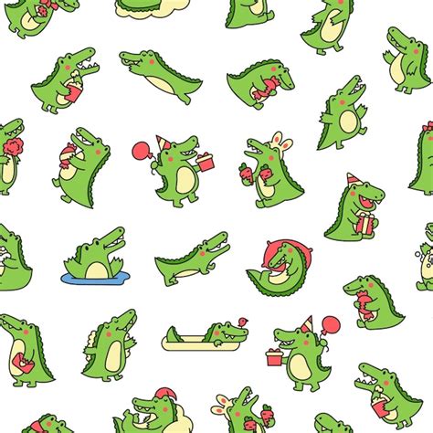 Premium Vector Crocodile Character Engaged Seamless Pattern