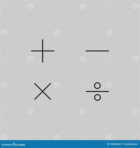 Basic Mathematical Symbols Vector Icon On White Background Flat Vector