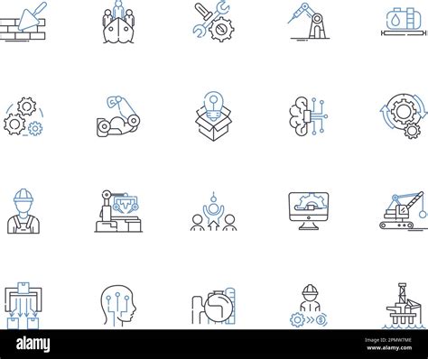 Industry Technology Outline Icons Collection Industry Technology Manufacturing Automation