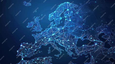 Premium Photo Western Europe Map Illustration With Abstract Digital
