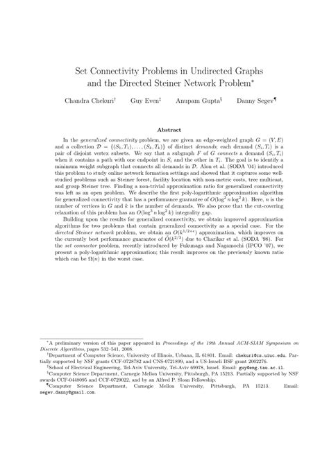 Pdf Set Connectivity Problems In Undirected Graphs And The Directed