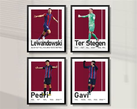 Printable Lewandowski Ter Stegen Gavi Pedri Posters Bundle Football
