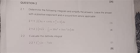 Solved 21 Determine The Following Integrals And Simplify