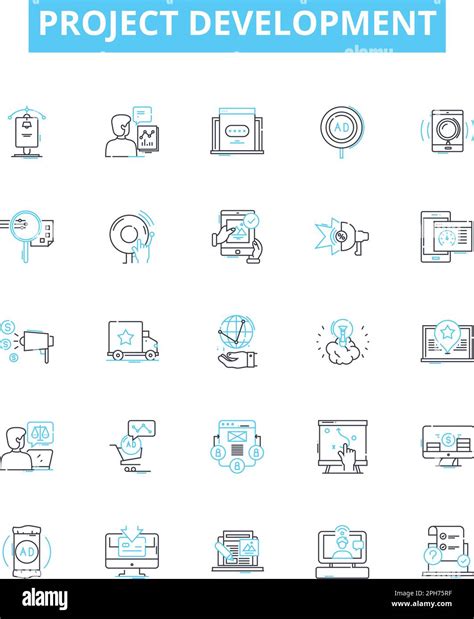 Project Development Vector Line Icons Set Project Development Planning Execution Management