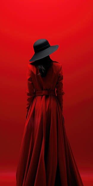 Premium Ai Image Silhouette Of A Girl On A Red Background Minimalism