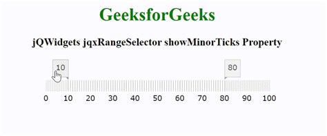 jqwidgets jqxrangeselector showminorticks propriété stacklima