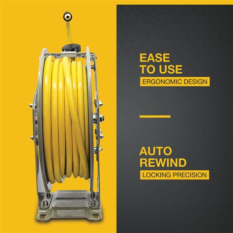 Klutch Auto Rewind Air Hose Reel With 1 2in X 100ft Oil Resistant