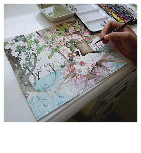意境插图水彩唯美花朵小说书籍封面插画少女风格插画包装设计插图高婷芝 站酷zcool