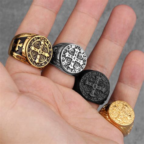 Anillo San Benito Abad Black Acero Premium 316L En Wattaca