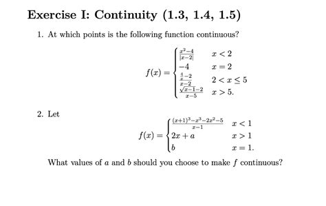 Solved Exercise I Continuity 131415 1 At Which