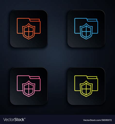 Color Neon Line Document Folder Protection Concept