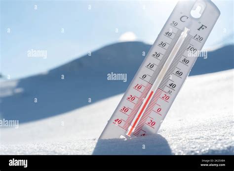 The Thermometer Lies On The Snow In Winter Showing A Negative