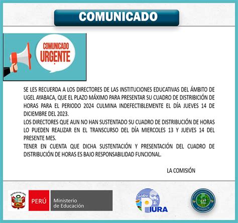 Presentación De Cuadro De Distribución De Horas Para El Periodo 2024